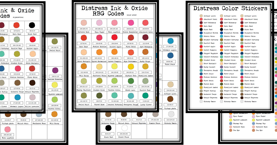 Designing Duos: Distress Ink & Oxide Color RBG Codes & Stickers