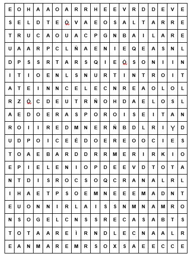 4to-2020-CdeJ: Sopa de letras de sustantivos, adjetivos y verbos.