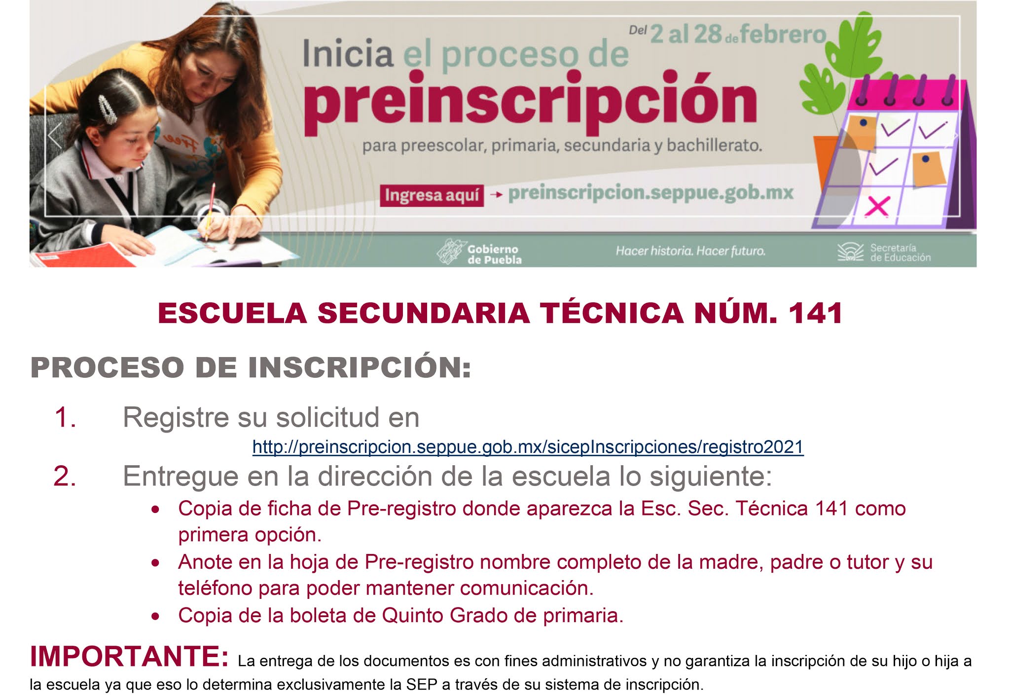 Preinscripción 2021