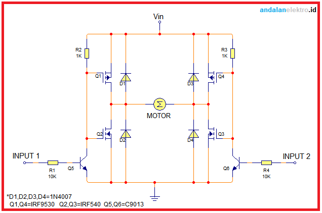 Skema Rangkaian Driver Motor DC H-Bridge menggunakan MOSFET - Foxify