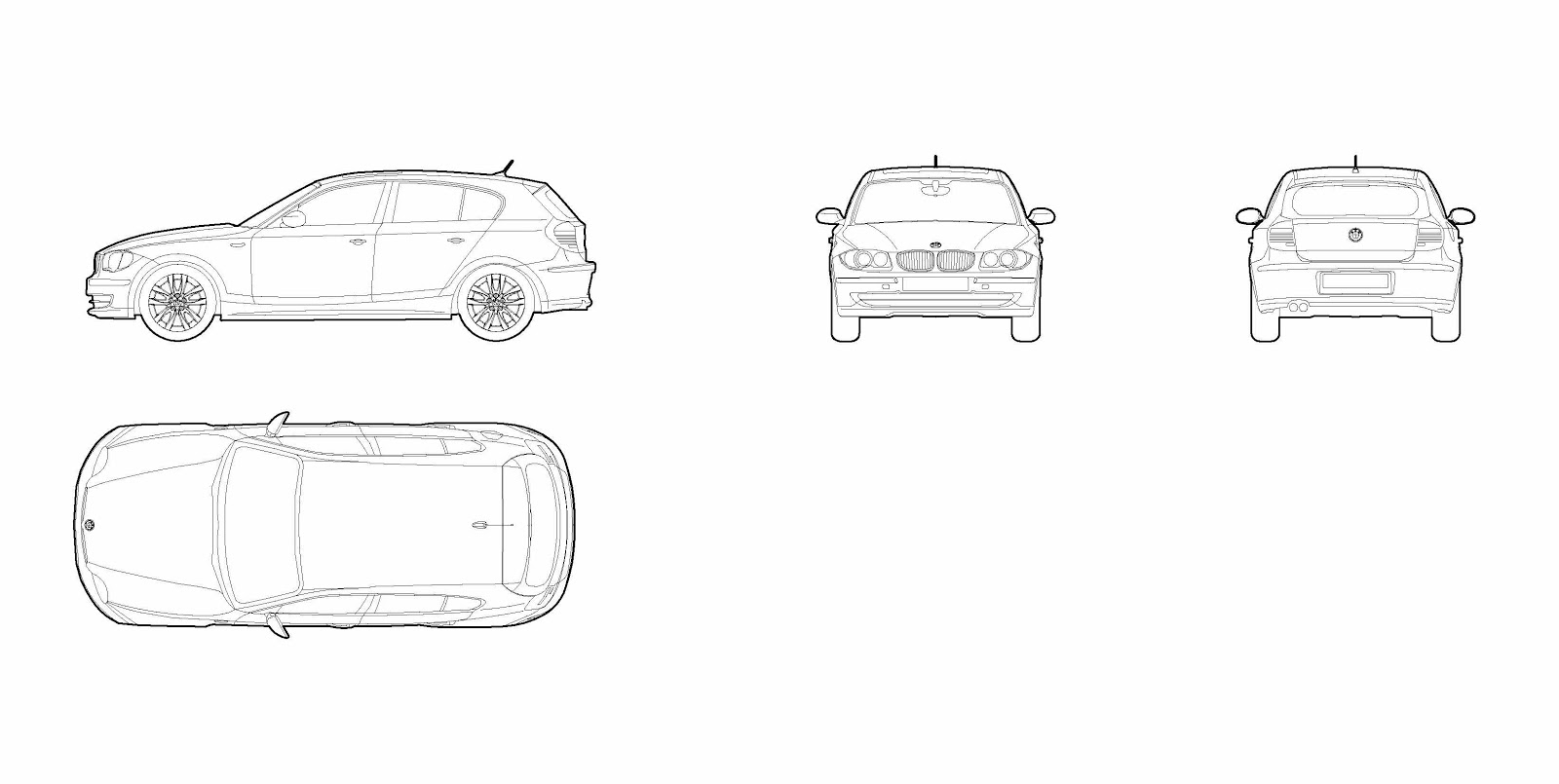 ARCHITECTURAL BLOCKS - custom cad blocks for autocad: BMW 1 serie - 5 doors