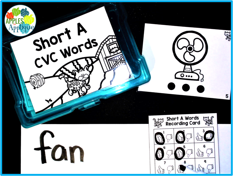 Apples to Applique: Phonemic Awareness Task Cards for CVC Words