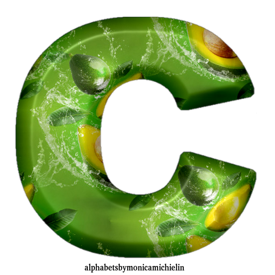 M. Michielin Alphabets: GREEN AVOCADO FRUIT ALPHABET LETTER PNG ...