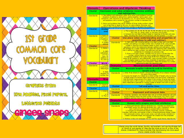 Ginger Snaps: 1st Grade Common Core Math Word Cards!!!!