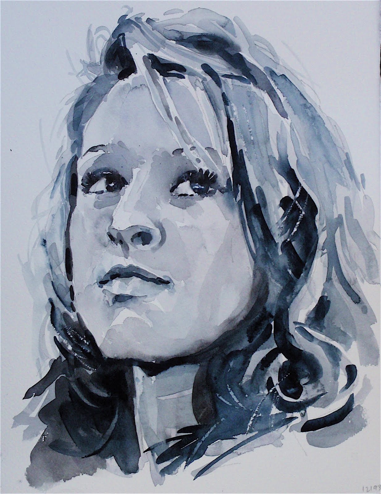 David Lobenberg: BEAUTIFUL B@W WATERCOLOR PORTRAIT STUDIES!