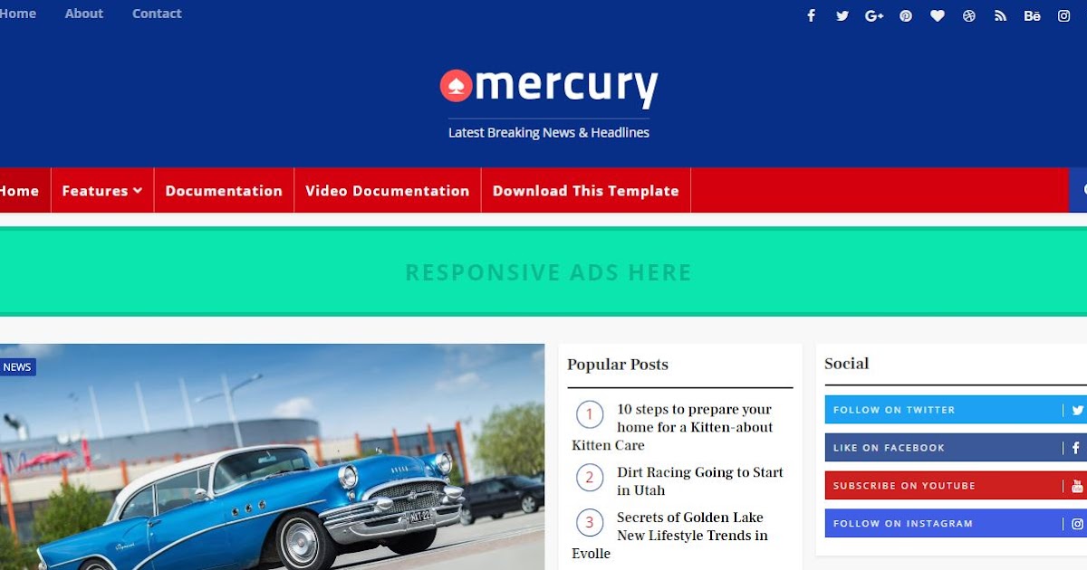Mercury News Portal Blogger Template - Premium Free Blogger Templates
