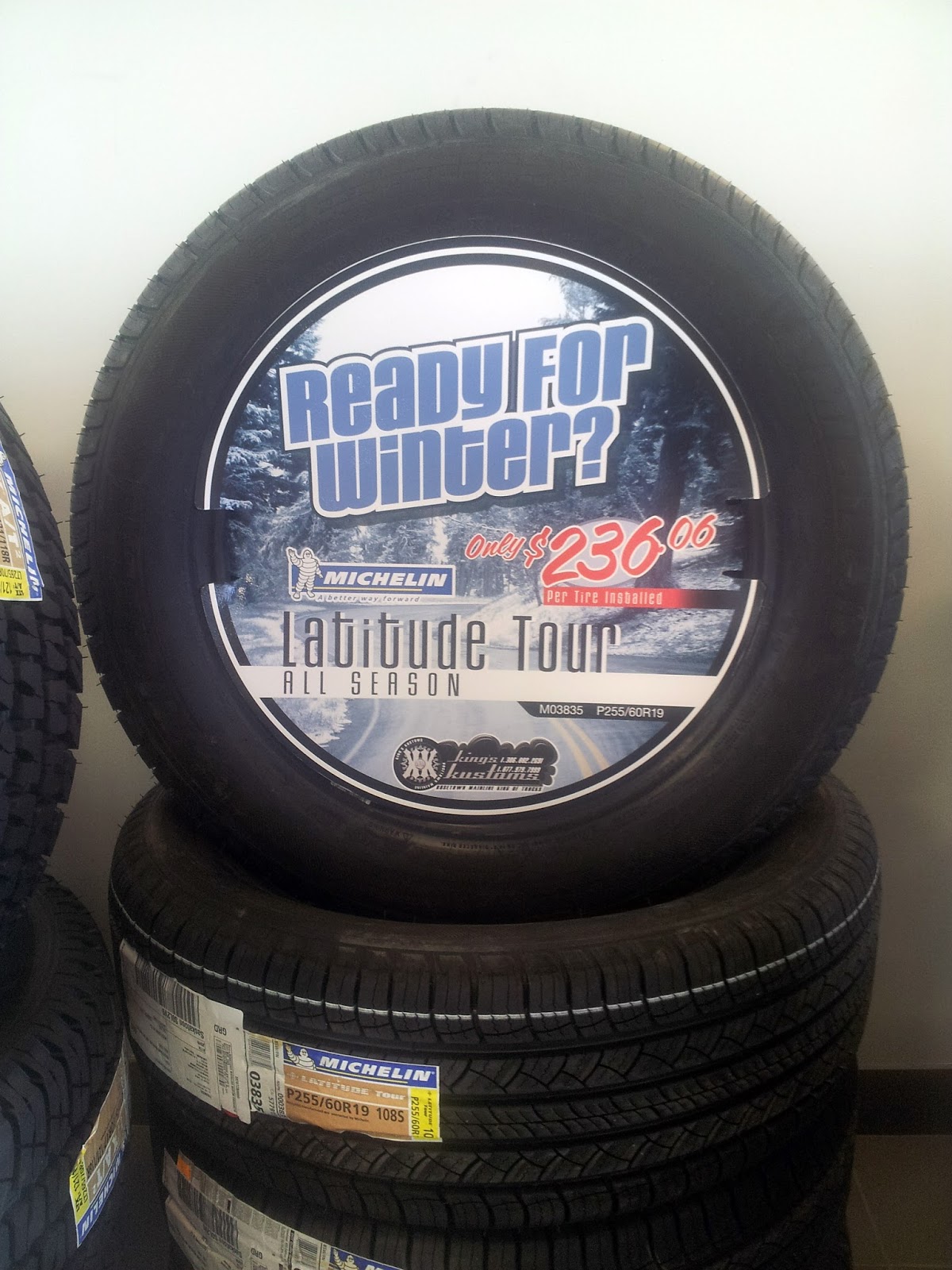 omecca custom graphic design: Winter Tire Display Signage