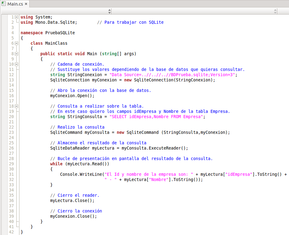Apuntes Para No Olvidar Y Compartir Conectar Con Una Bd De Sqlite En Monodevelop