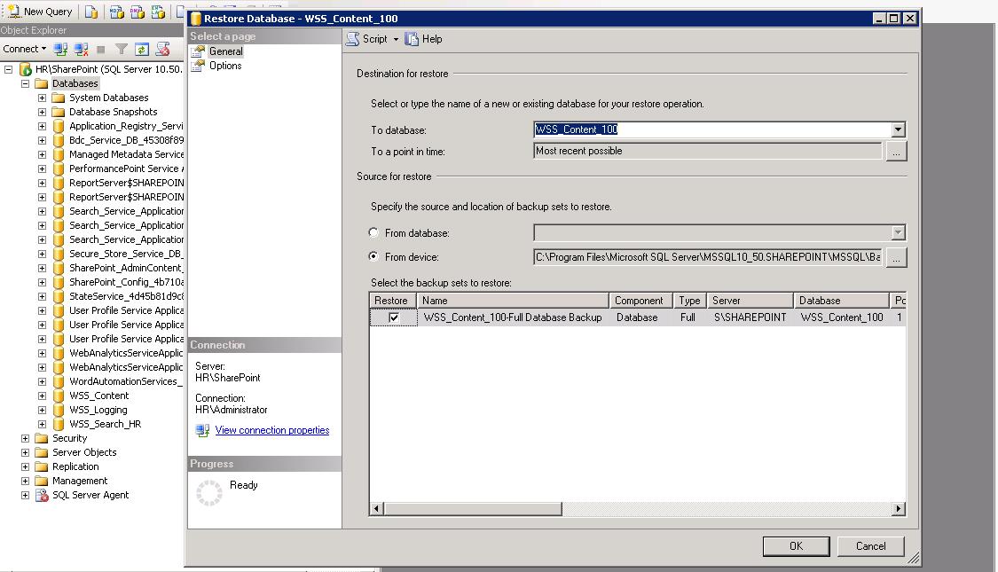 My SharePoint....: Move content database of SharePoint 2010