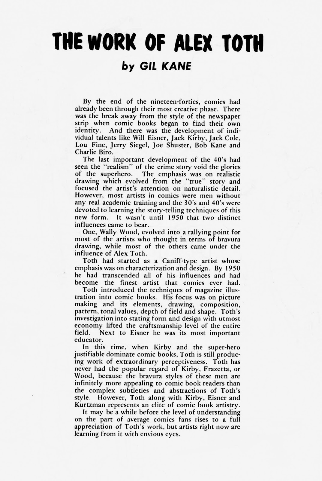 The ALEX TOTH archives: TOTH - Art of Alex Toth A Display of Art Work ...