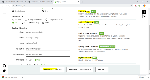 Spring Boot+Hibernate Project with Weblogic server. Create Spring Boot Project and deploy in ...