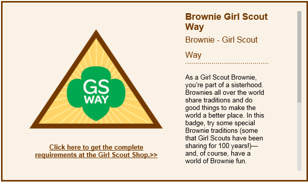 Peterson AFB Girl Scout Troop 716: Brownie Badges