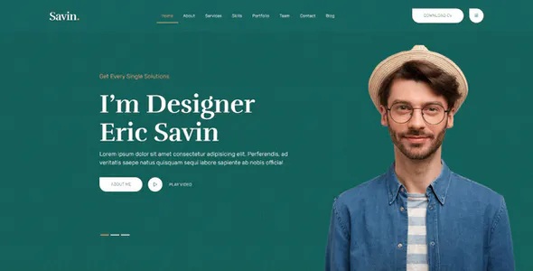 Savin One Page Personal Portfolio HTML5 Template - Download New Themes