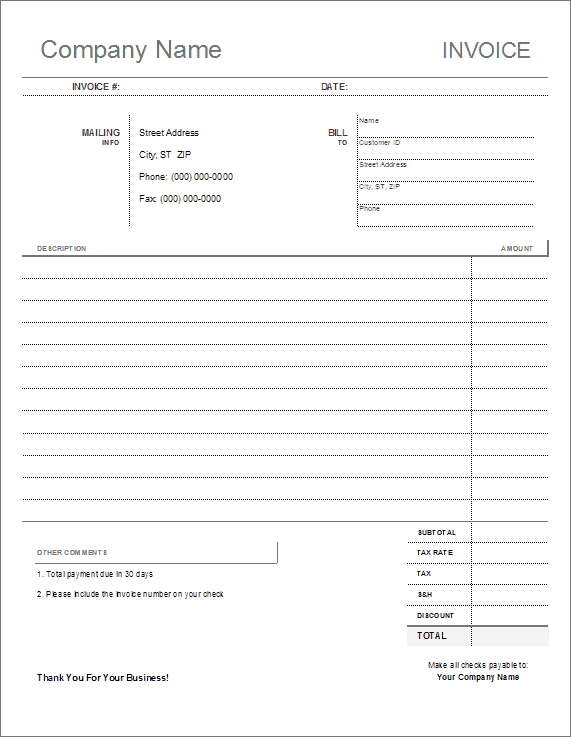 Plain Invoice Template - Invoice Template