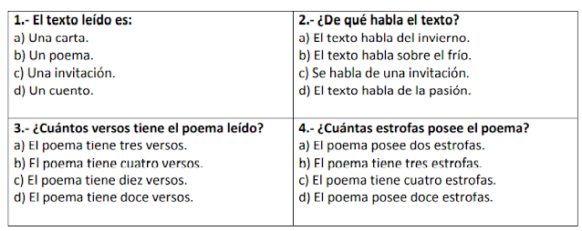 ESPAÑOL: ACTIVIDADES POEMA