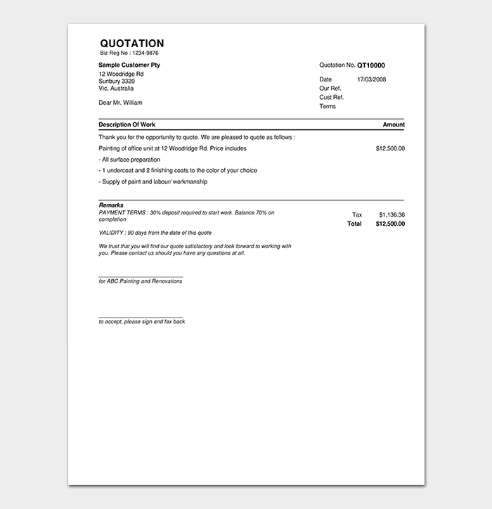 Formal Quotation Letter Format - Birthday Letter