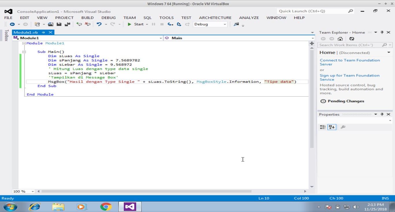 Coding Console Application Menghitung Luas Type Data Single - GrowthRich