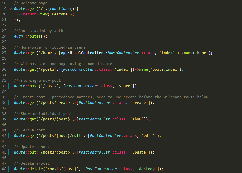 5. Updating the Routes in web.php