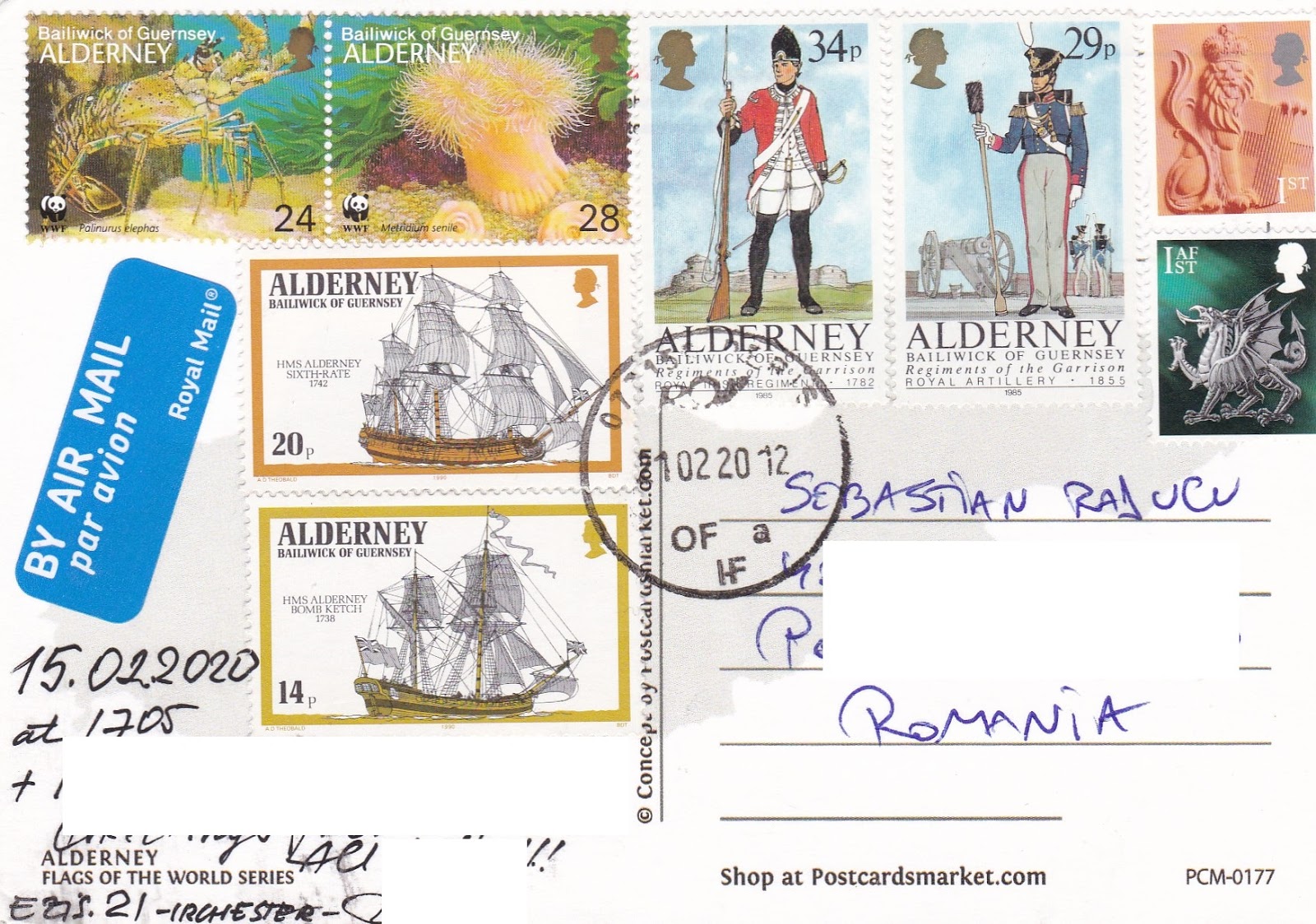 World in my mailbox: 0013; 0320 Alderney Flag FOTW10