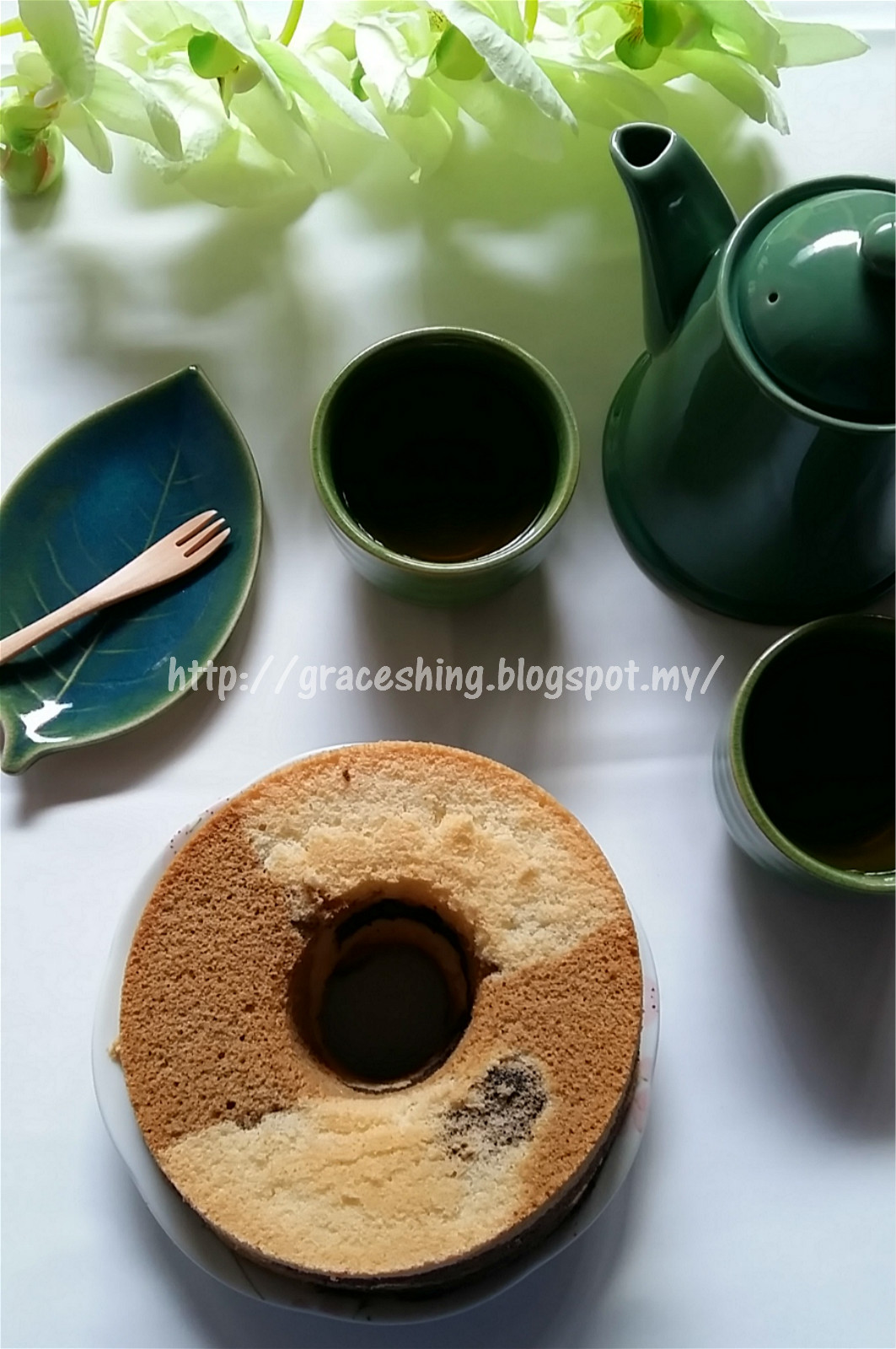 Grace's Blog 欣语心情: 三色戚风蛋糕 Tri-colour Chiffon Cake