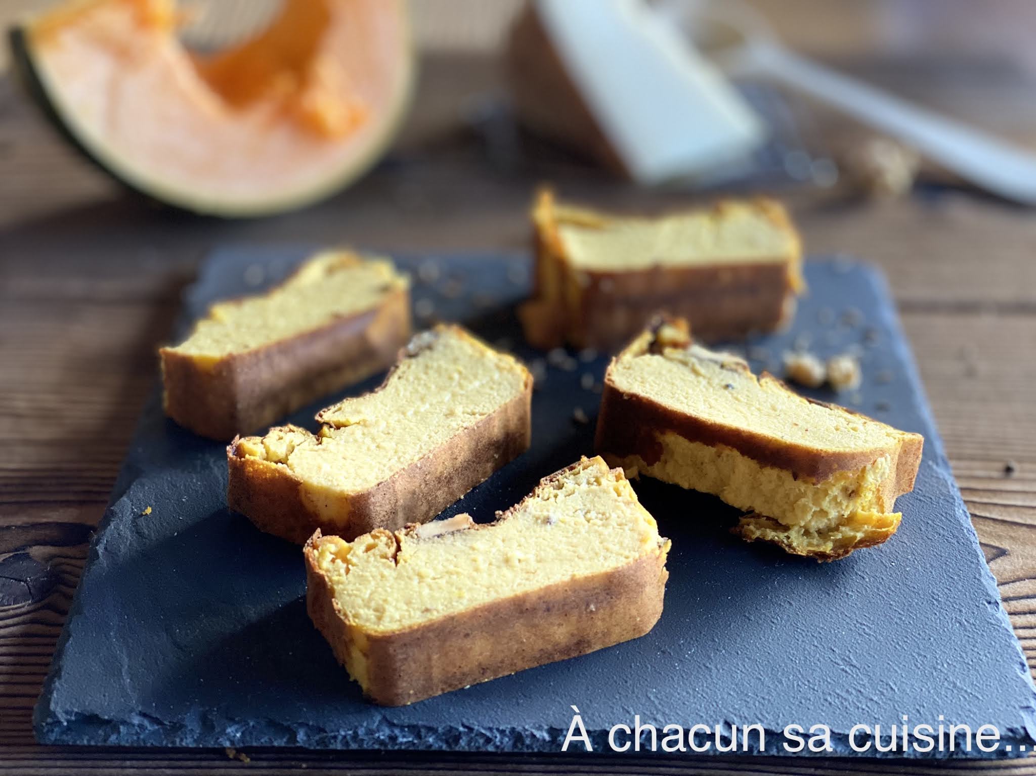 Flan de courge muscade au beaufort, noix et cumin