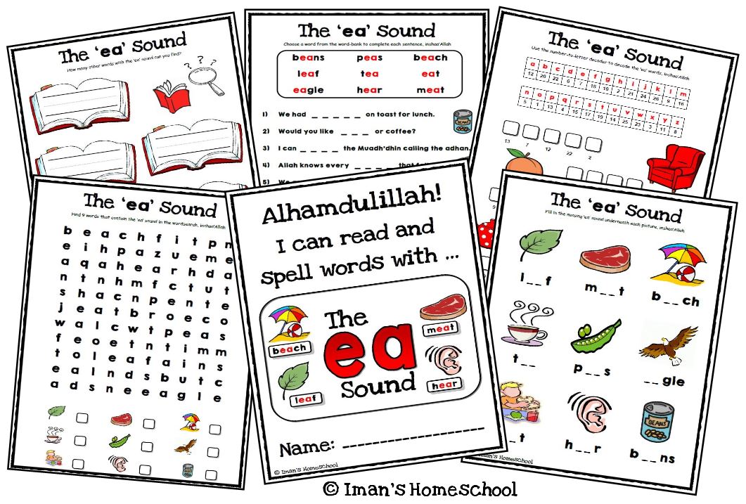 Iman's Homeschool ~ The Curriculum: The ea sound ~ Worksheets