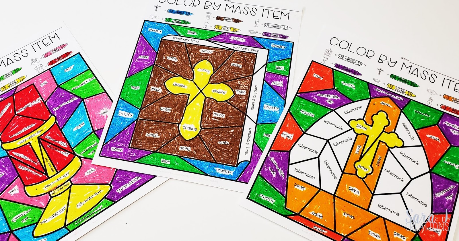 Catholic Color by Mass Item Coloring Pages | Sara J Creations