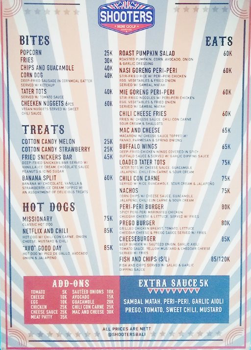 SHOOTERS BALI REVIEW + MENU - ALL YOU CAN PLAY! - HelgaChrist