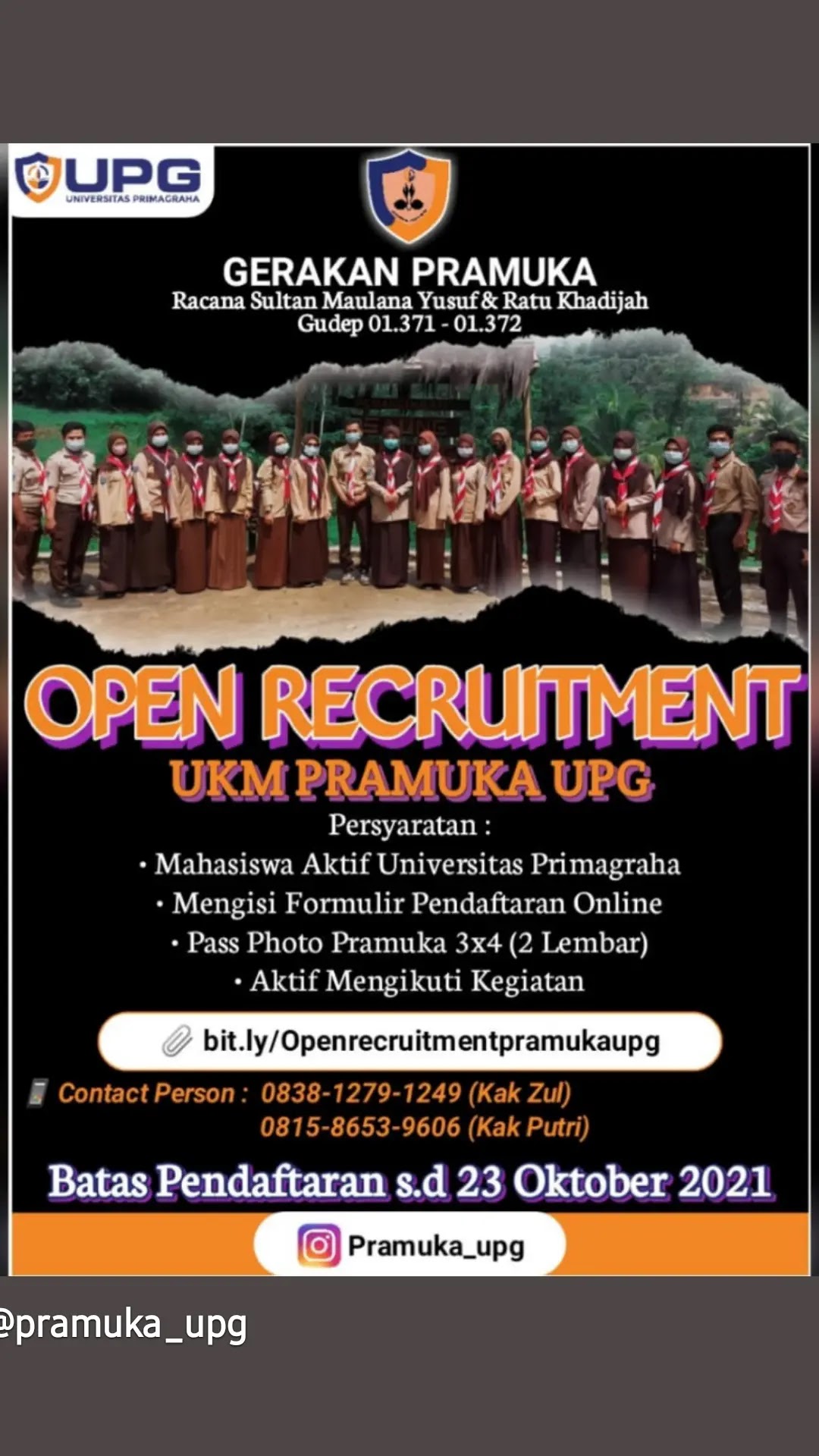 PRAMUKA UNIVERSITAS PRIMAGRAHA: PRAMUKA UPG OPEN REKRUTMEN