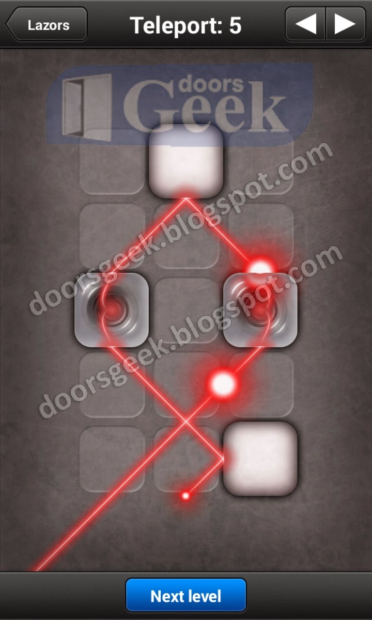 Lazors [Teleport] Level 5 Solution ~ Doors Geek
