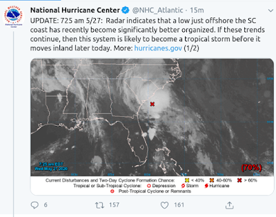 Avian Flu Diary: NHC: 70% Chance Of Tropical Development Off South East Coastline