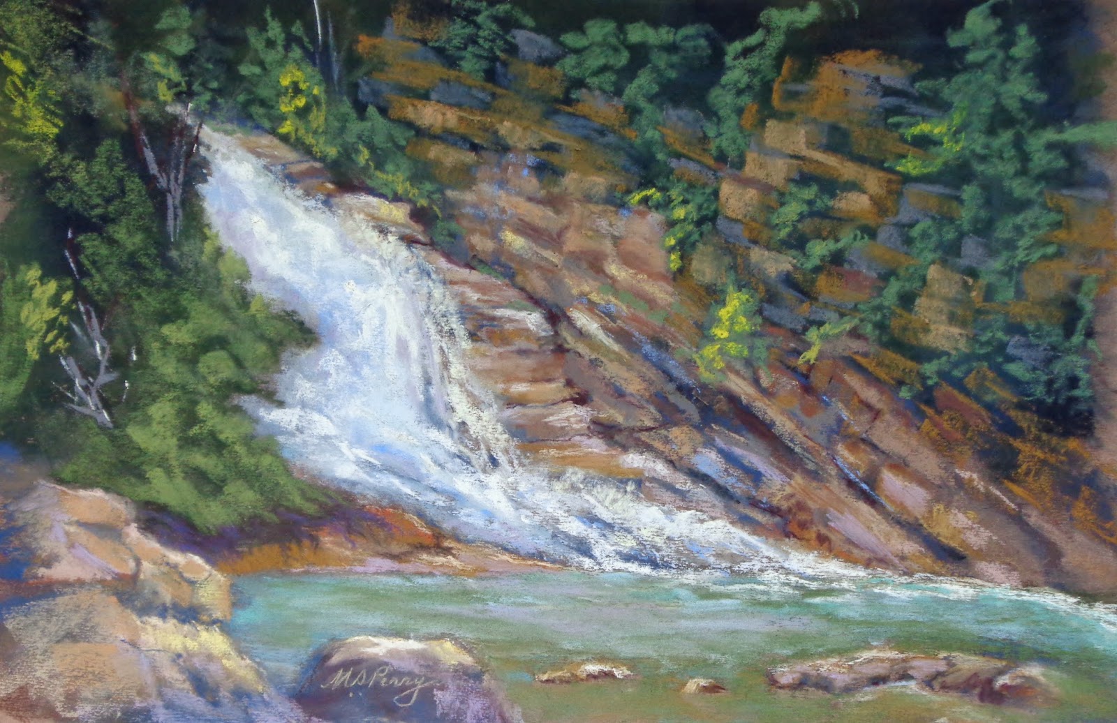 Perry Pastels: "Chasing Waterfalls" 12" x 16" Original Pastel Painting ...