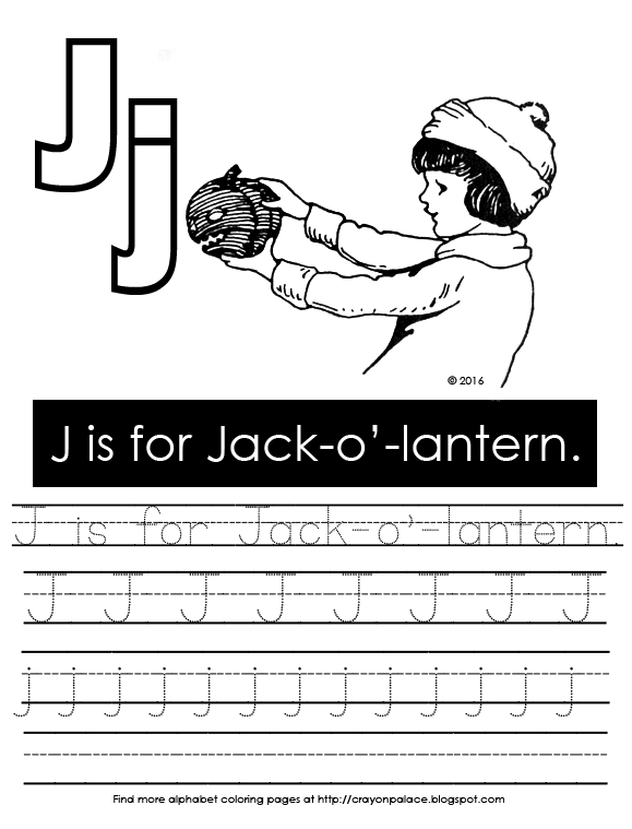 Crayon Palace: "J is for Jack-o'-lantern" alphabet coloring page