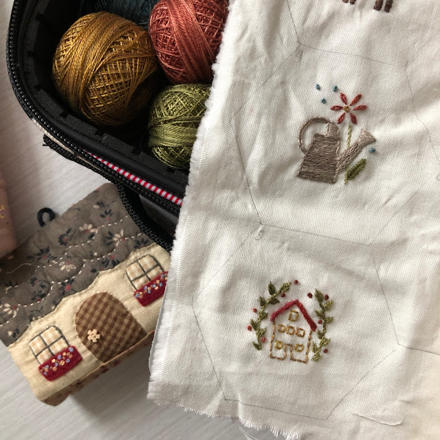 Bits of Stitching!: Tiny Treasures: Embroidery Completed On Hexies no.4 ...