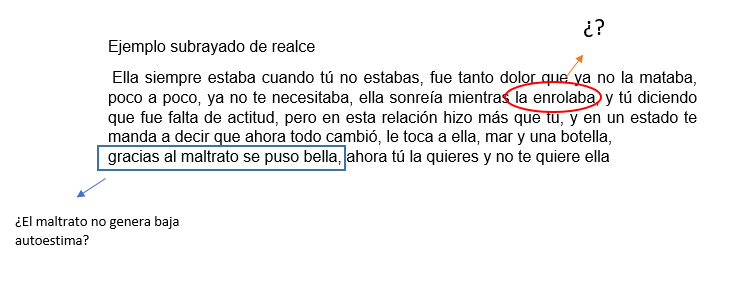 Subrayado Lineal, Estructural y de Realce