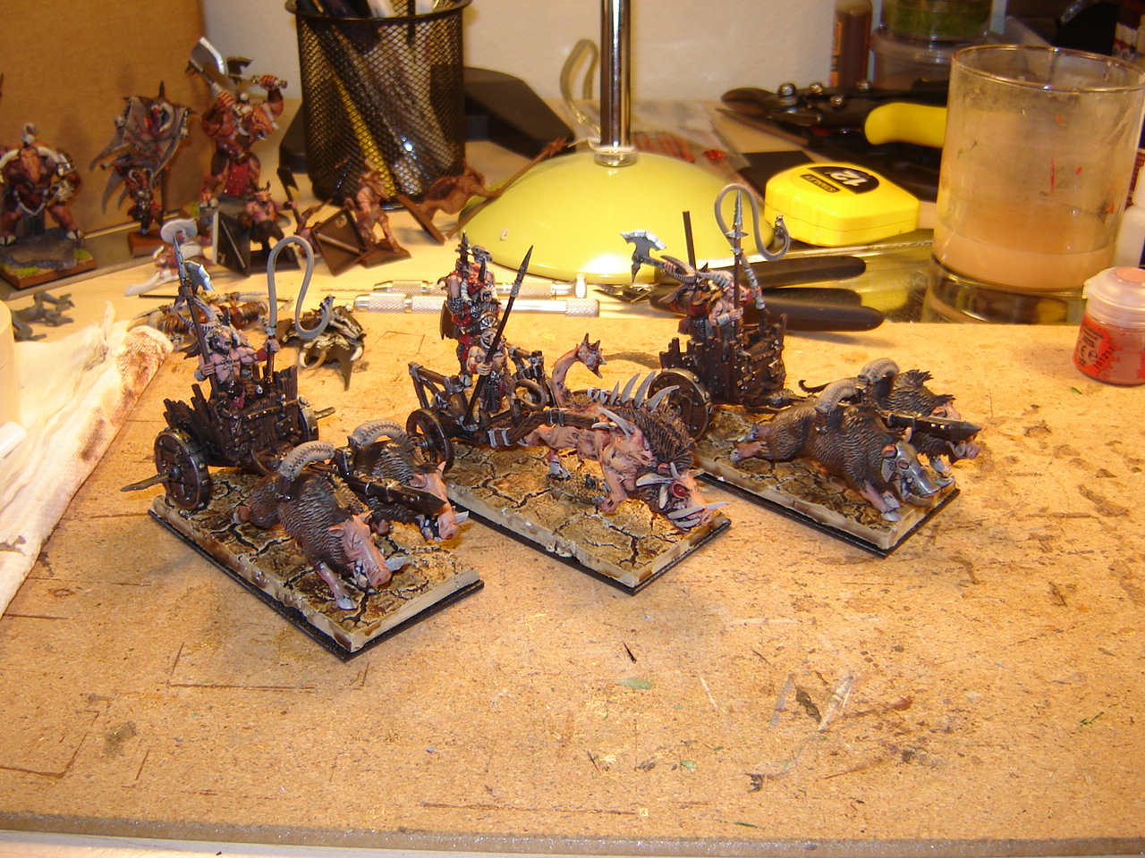 The Company of the Damned: Tuskgor Chariot and Wargor on Razorgor Chariot