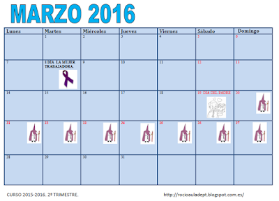 ROCIO OLIVARES. EL AULA DE PT.: CALENDARIO. MARZO 2016.