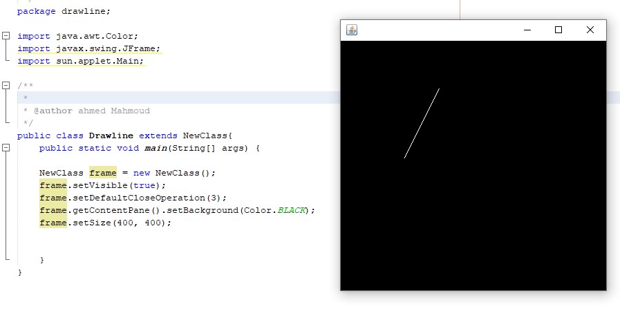 كود بلغة الجافا يقوم بطباعة الخط بإستخدام الرسم الجافا | Draw a line in ...