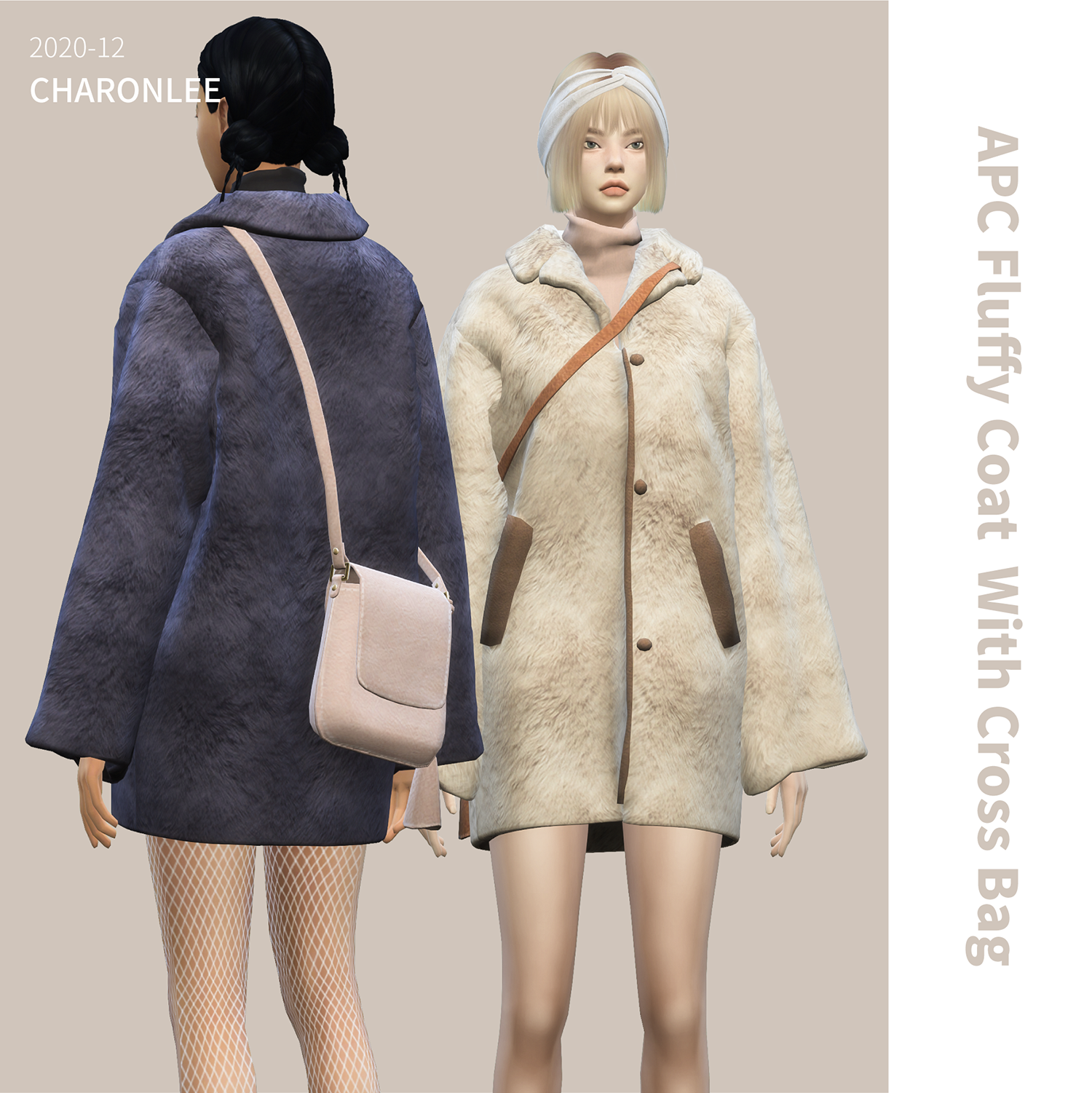 Charonlee: 【APC Fluffy Coat With Cross Bag】