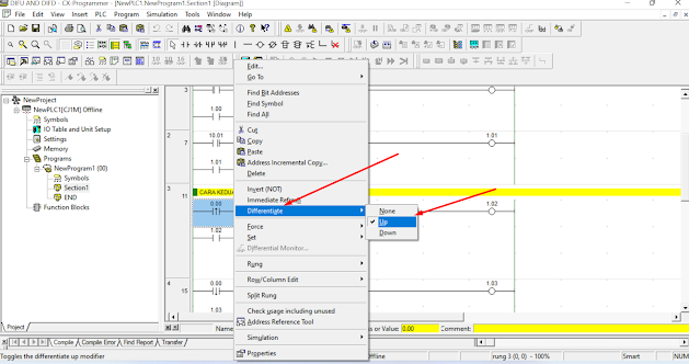Belajar PLC Omron dan Instrumentasi: DIFU AND DIFD CX PROGRAMER PLC OMRON