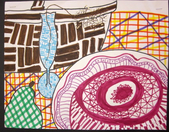 Art is Basic-- Art Teacher Blog: Patterned Still Life-- 5/6s