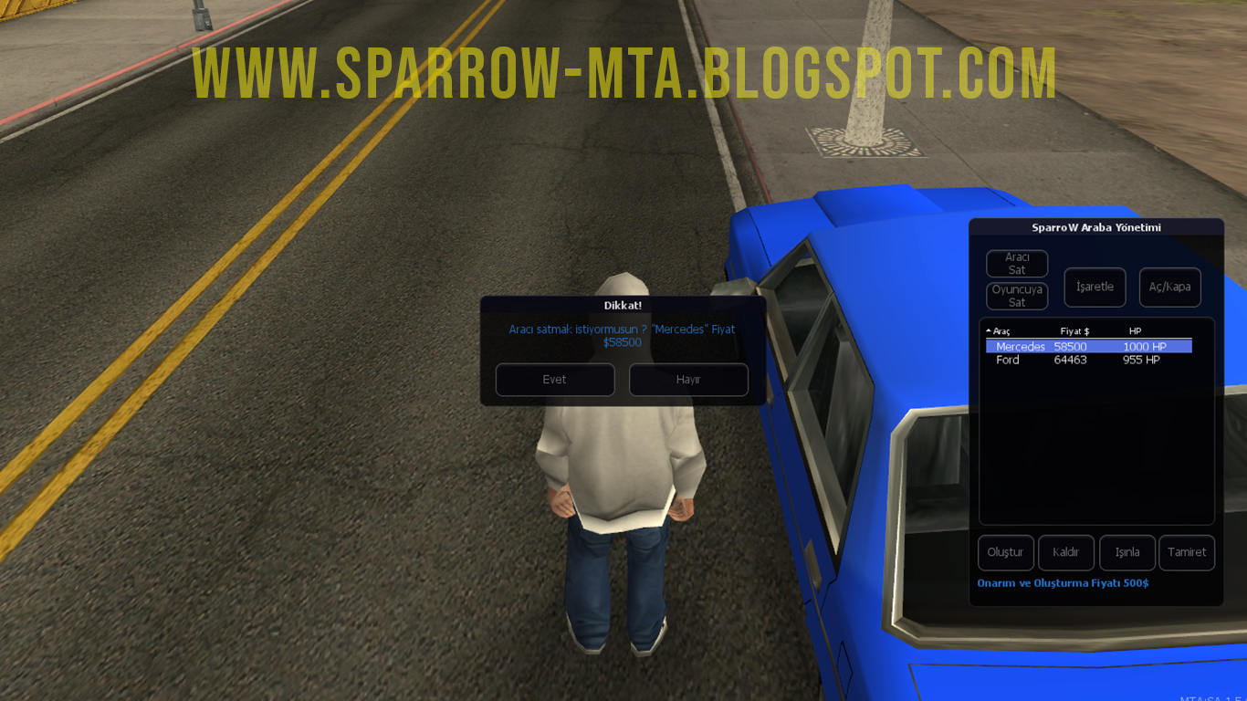 MTA SA Türkçe Gelişmiş Araç Satıcısı Scripti