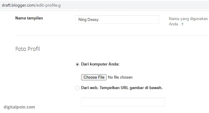 Memasang dan Menampilkan Foto Profil Blogger Terbaru | Digital Poin