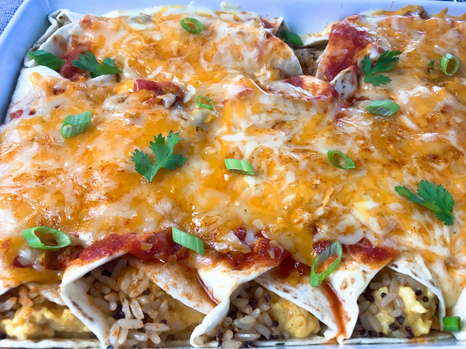 Breakfast Burritos with Cheesy Eggs, Quinoa and Brown Rice