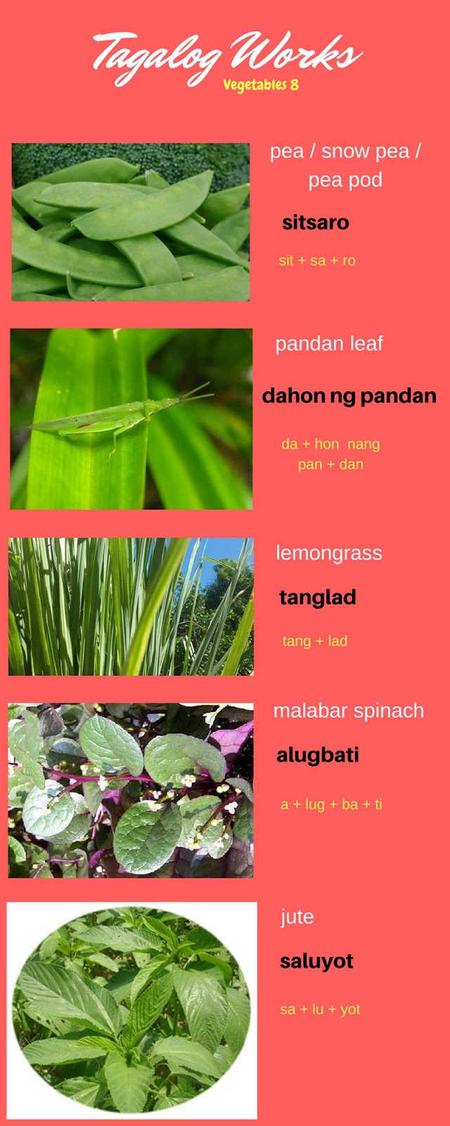 Vegetables 1 - 9 in Tagalog