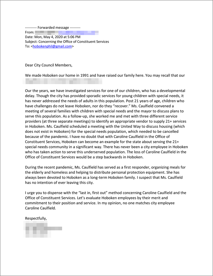 LETTERS from the PUBLIC: overwhelming support for Constituent Services