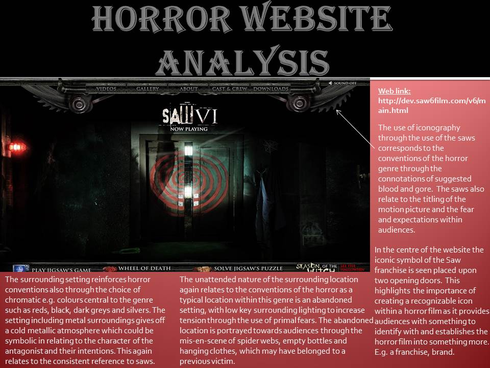 A2 Media Production - Scott Davies: Horror Website Analysis