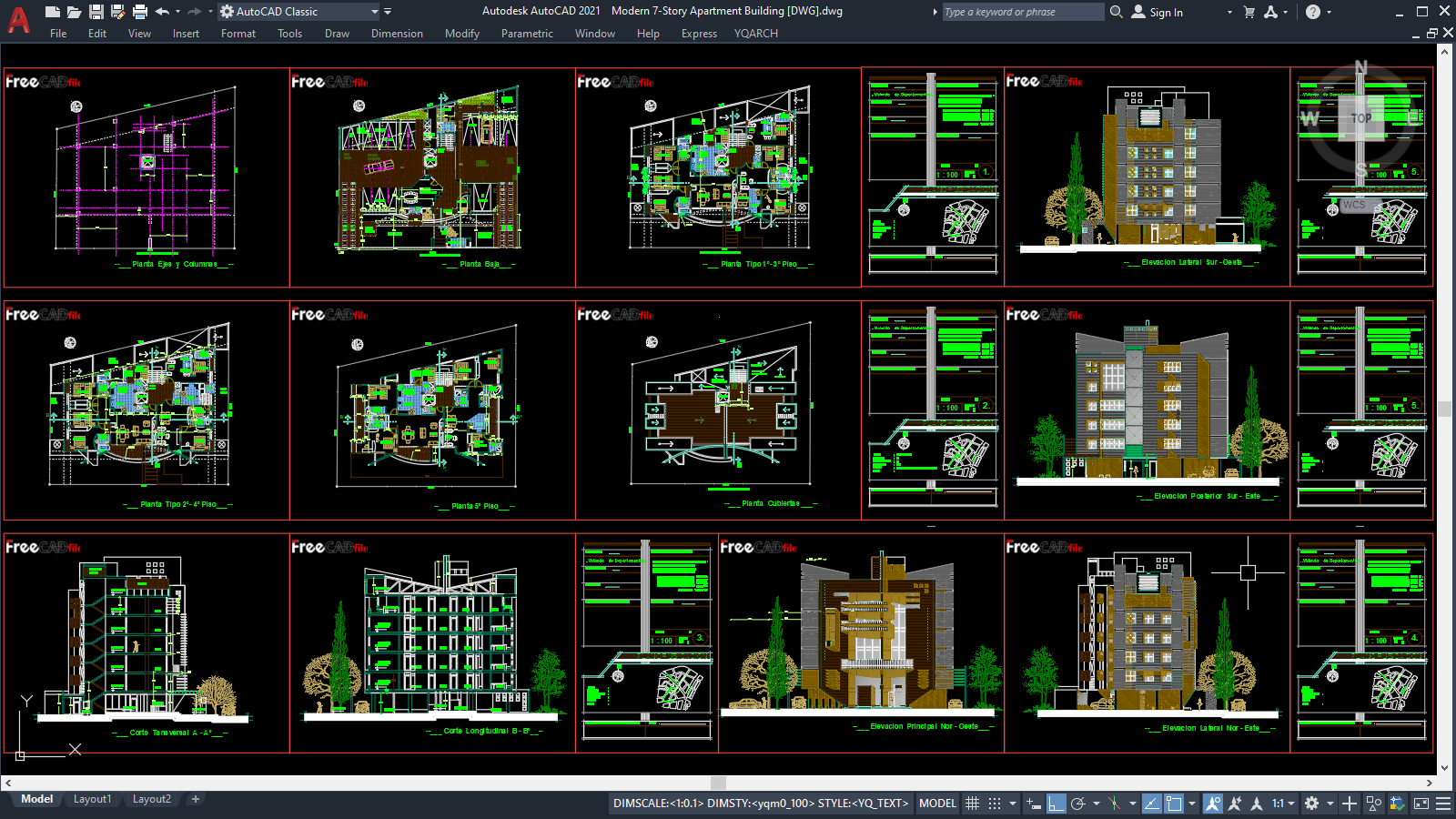 Modern 7-Story Apartment Building [DWG]