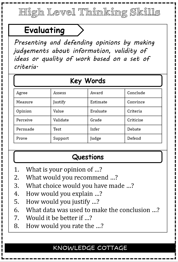 Creating Question Guide : Evaluating (HOTS)