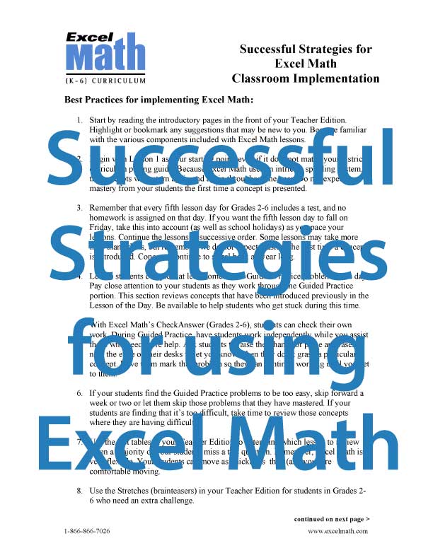 Excel Math: 6 Steps to Mid-Year Math Success